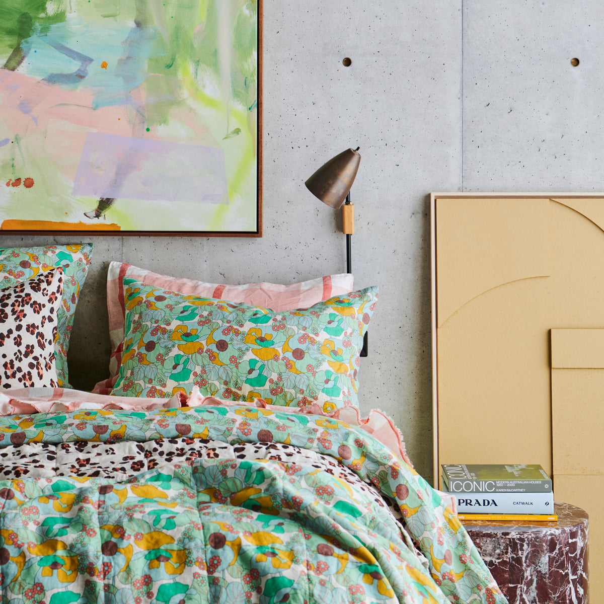 Society of Wanderers Leopard/Sunday Double Sided Quilt French Linen ...