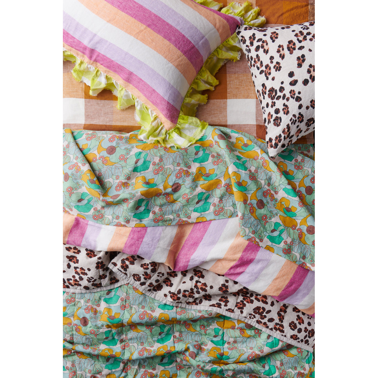 Society of Wanderers Leopard/Sunday Double Sided Quilt French Linen ...