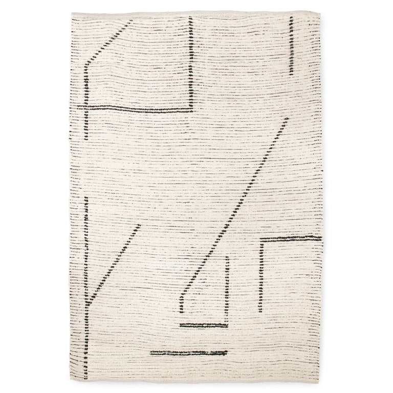 HK Living hand woven cotton rug cream/charcoal (200x300) – Folk Interiors